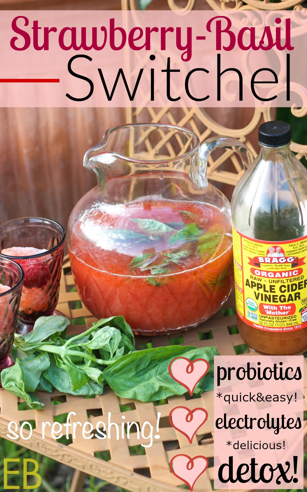 Strawberry-Basil Switchel (with probiotics) - Eat Beautiful