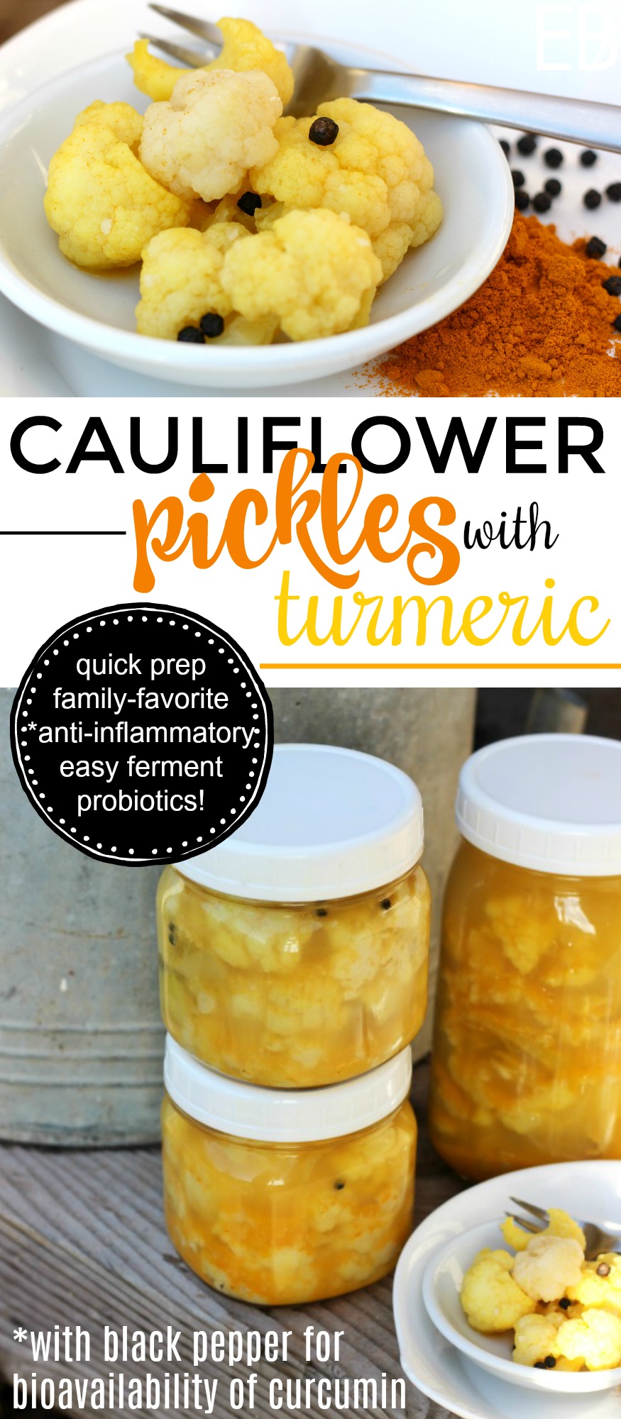 Cauliflower PICKLES with Turmeric (probiotic, dairy-free, no whey used ...