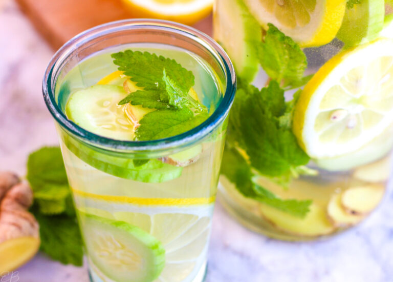 Cucumber Lemon Infused Water with Mint and Ginger - Eat Beautiful