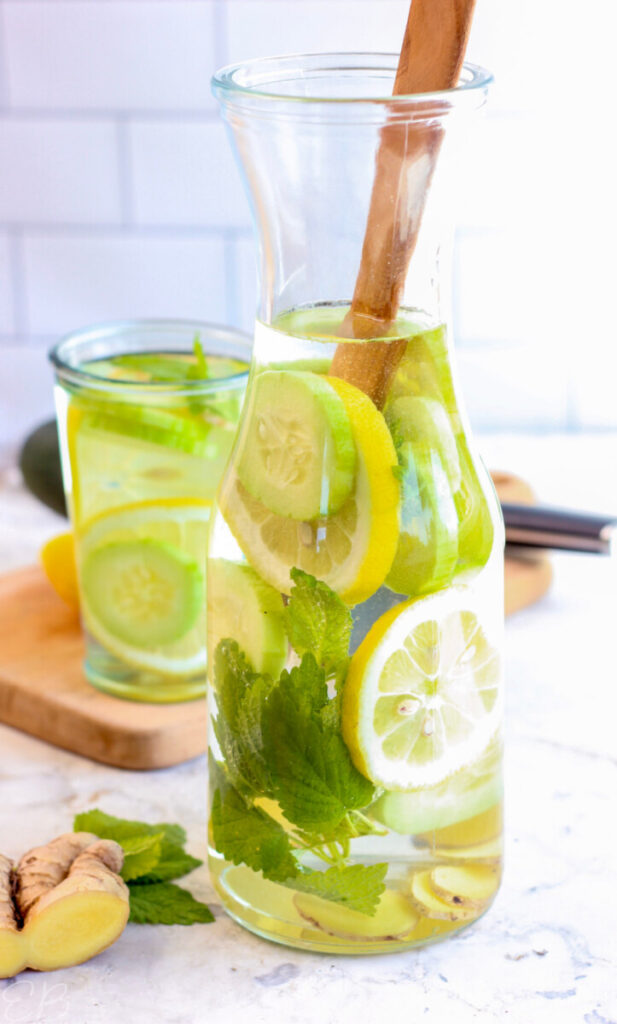 Cucumber Lemon Infused Water with Mint and Ginger - Eat Beautiful