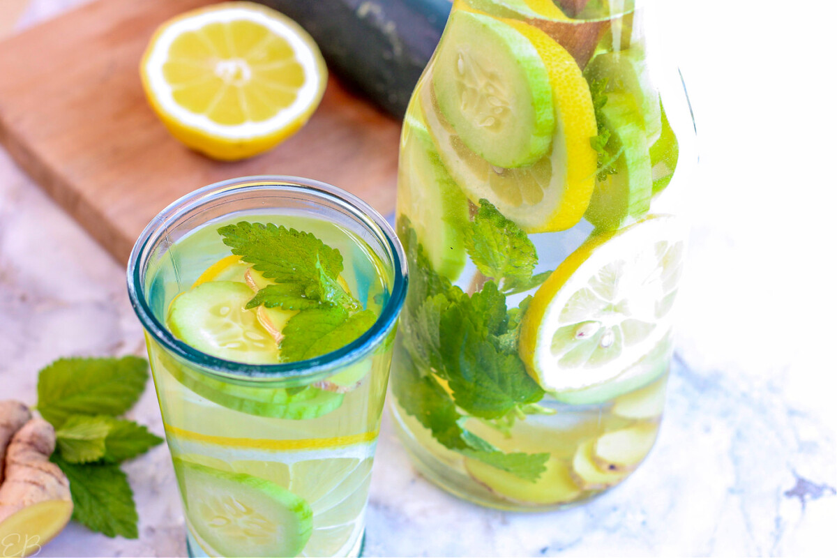 Cucumber Lemon Infused Water with Mint and Ginger - Eat Beautiful