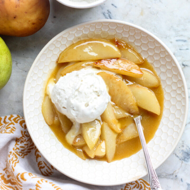 Sautéed Caramelized Pears (Easy, Maple syrup sweetened) - Eat Beautiful