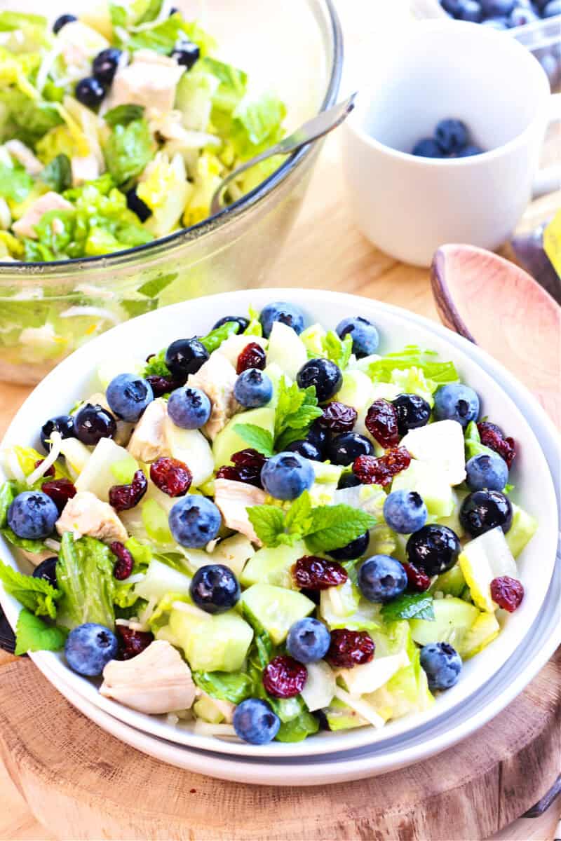 Blueberry Chicken Chopped Salad with Dried Cranberries - Eat Beautiful